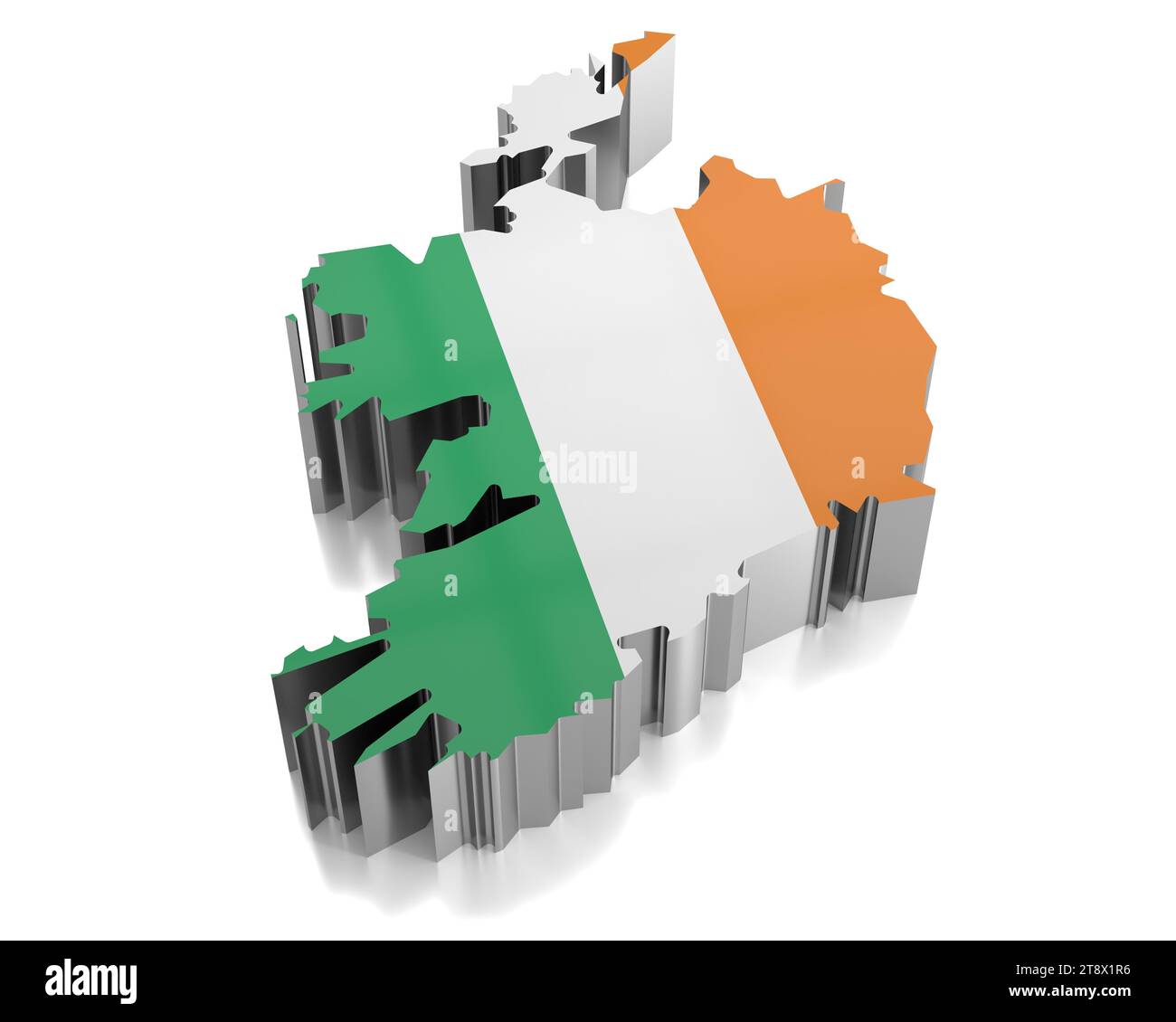 Ireland - country borders and flag - 3D illustration Stock Photo - Alamy