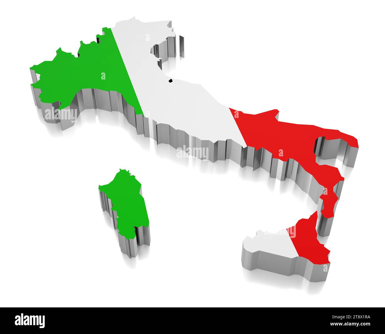 Italy - country borders and flag - 3D illustration Stock Photo - Alamy