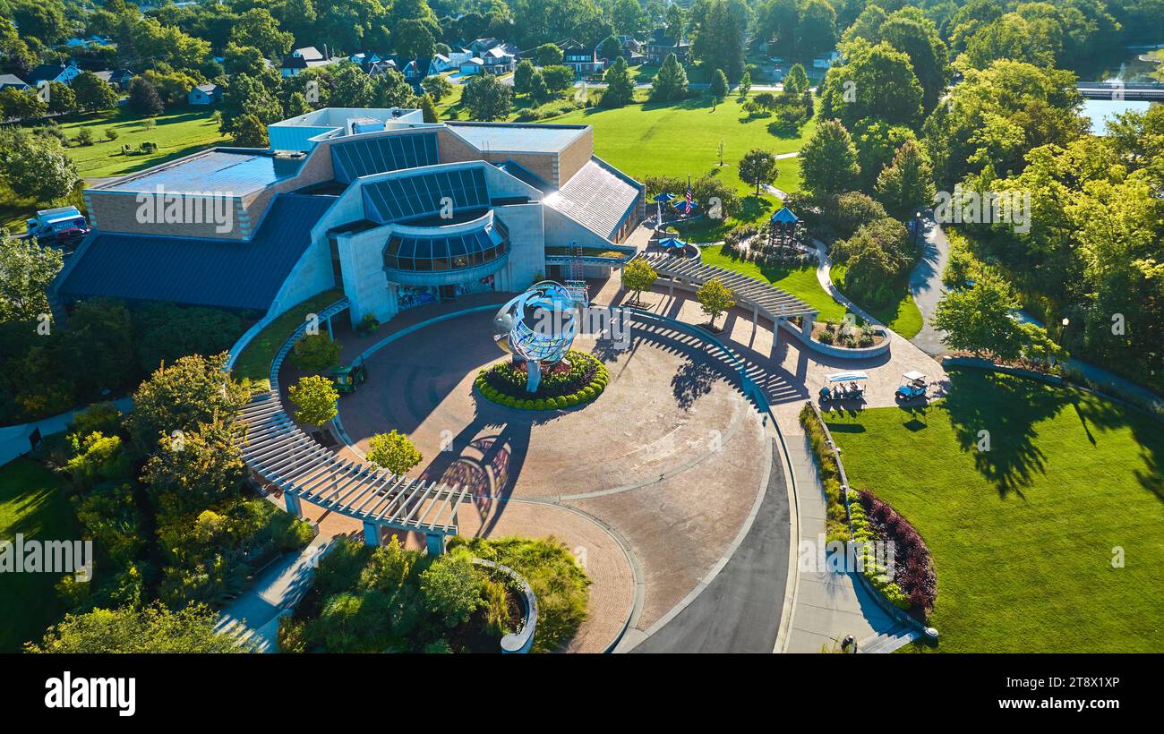 Bright Sunny Minnetrista Museum And Gardens Aerial With Abstract