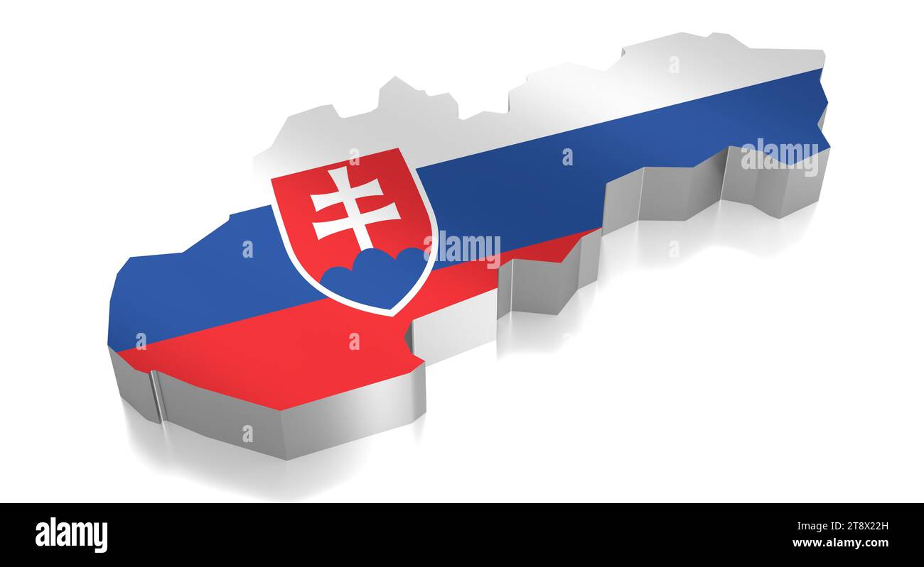 Slovakia - country borders and flag - 3D illustration Stock Photo - Alamy