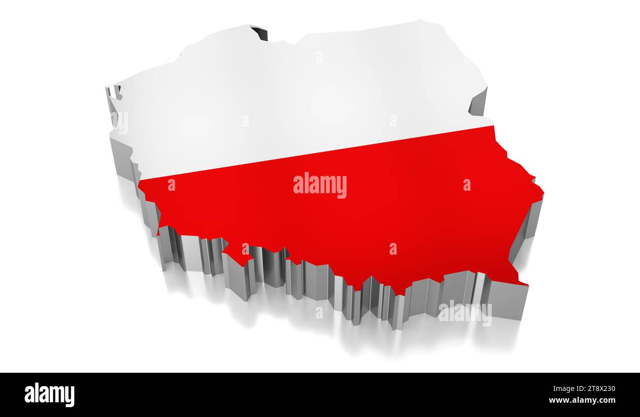 Poland - country borders and flag - 3D illustration Stock Photo - Alamy