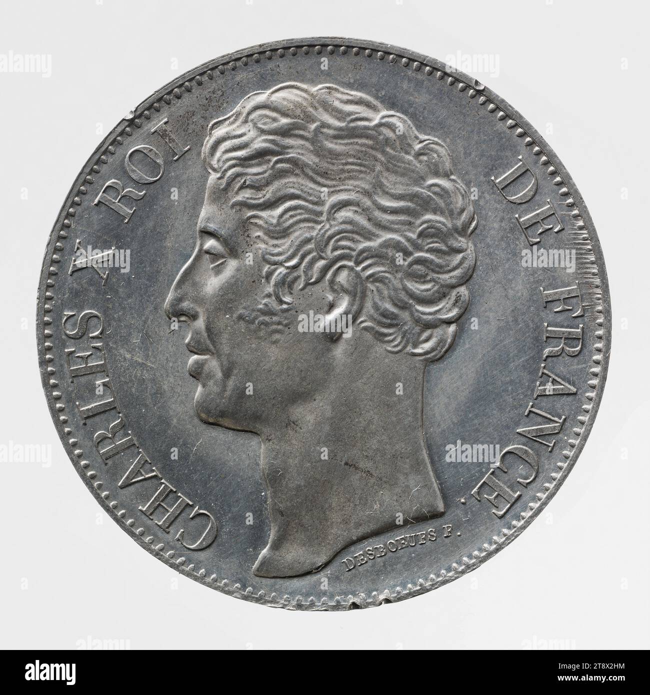 Uniface test for the 5-franc coin of Charles X, 1828, Desboeufs ...