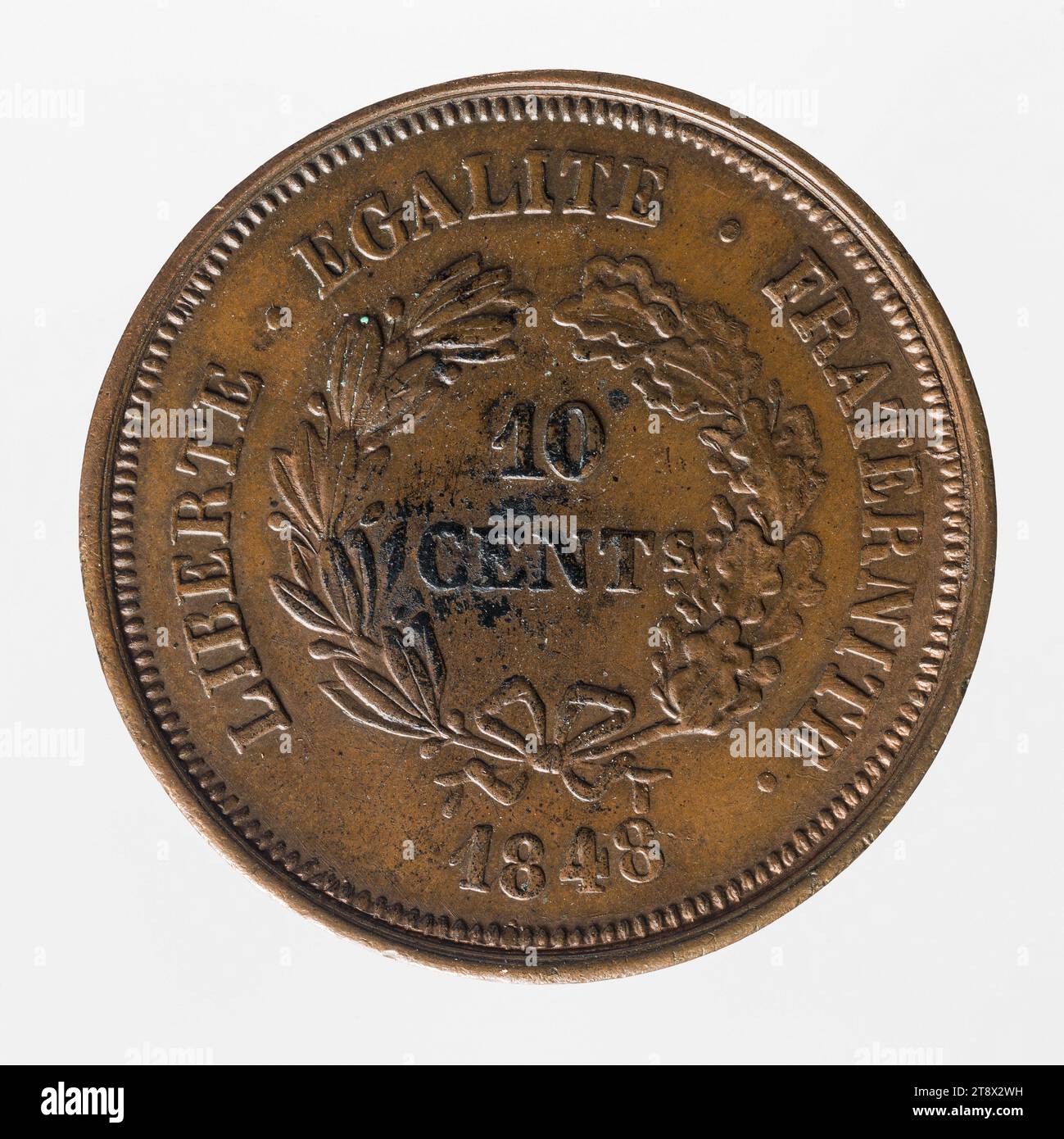 Trial for the 10 franc centime coin of the Second Republic, 1848 ...