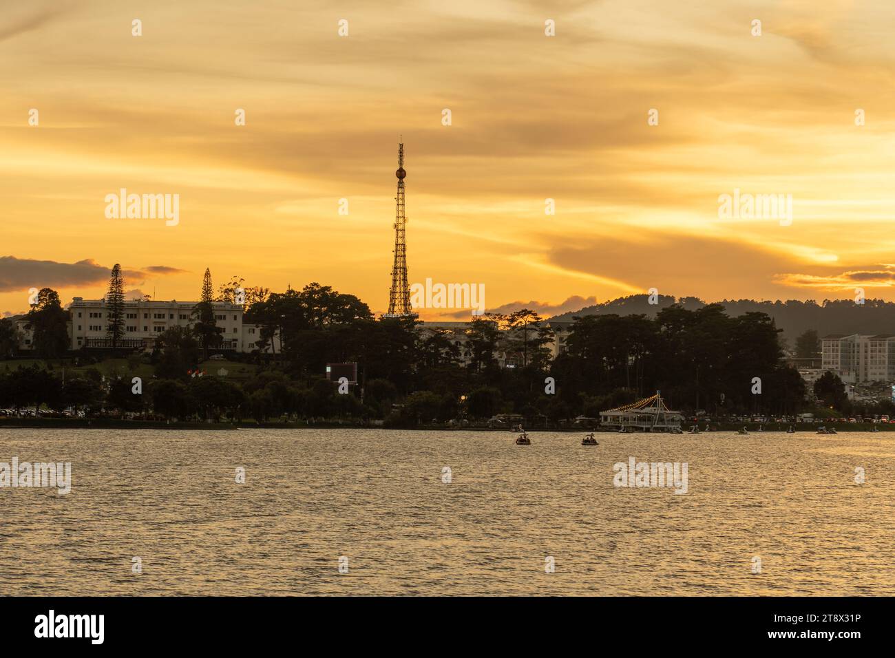 Da Lat city, Vietnam - 10 Nov 2023: Sunset view of a Da Lat City with ...