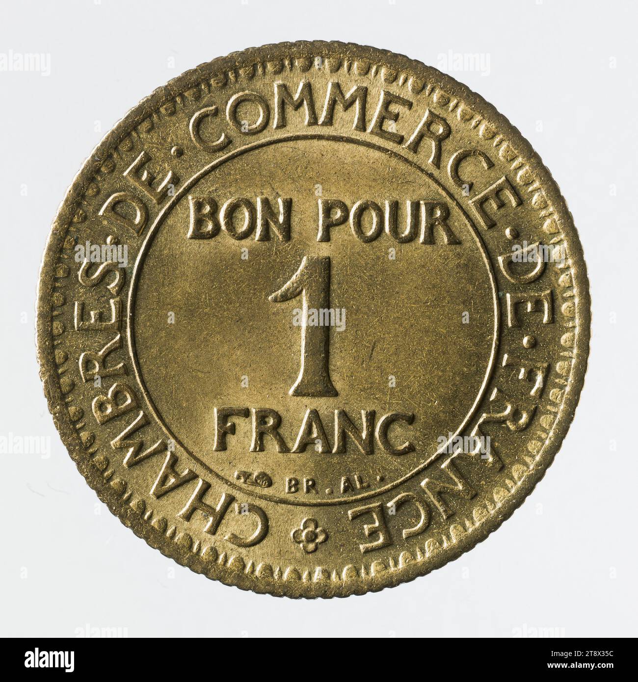 Aluminum bronze 1 franc coin of the Third Republic, 1922, Domard ...