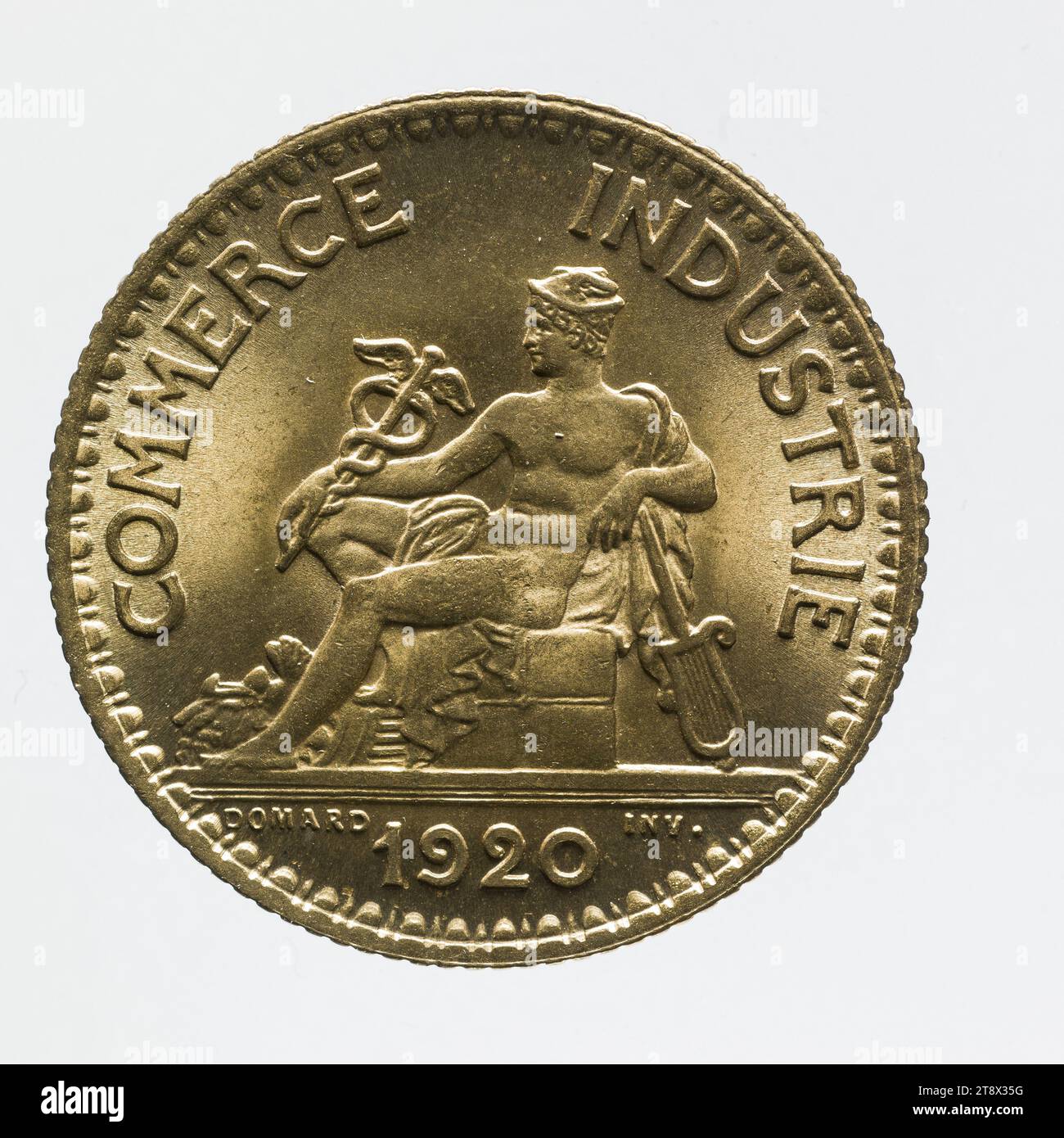 Aluminum bronze 1 franc coin of the Third Republic, 1920, Domard ...