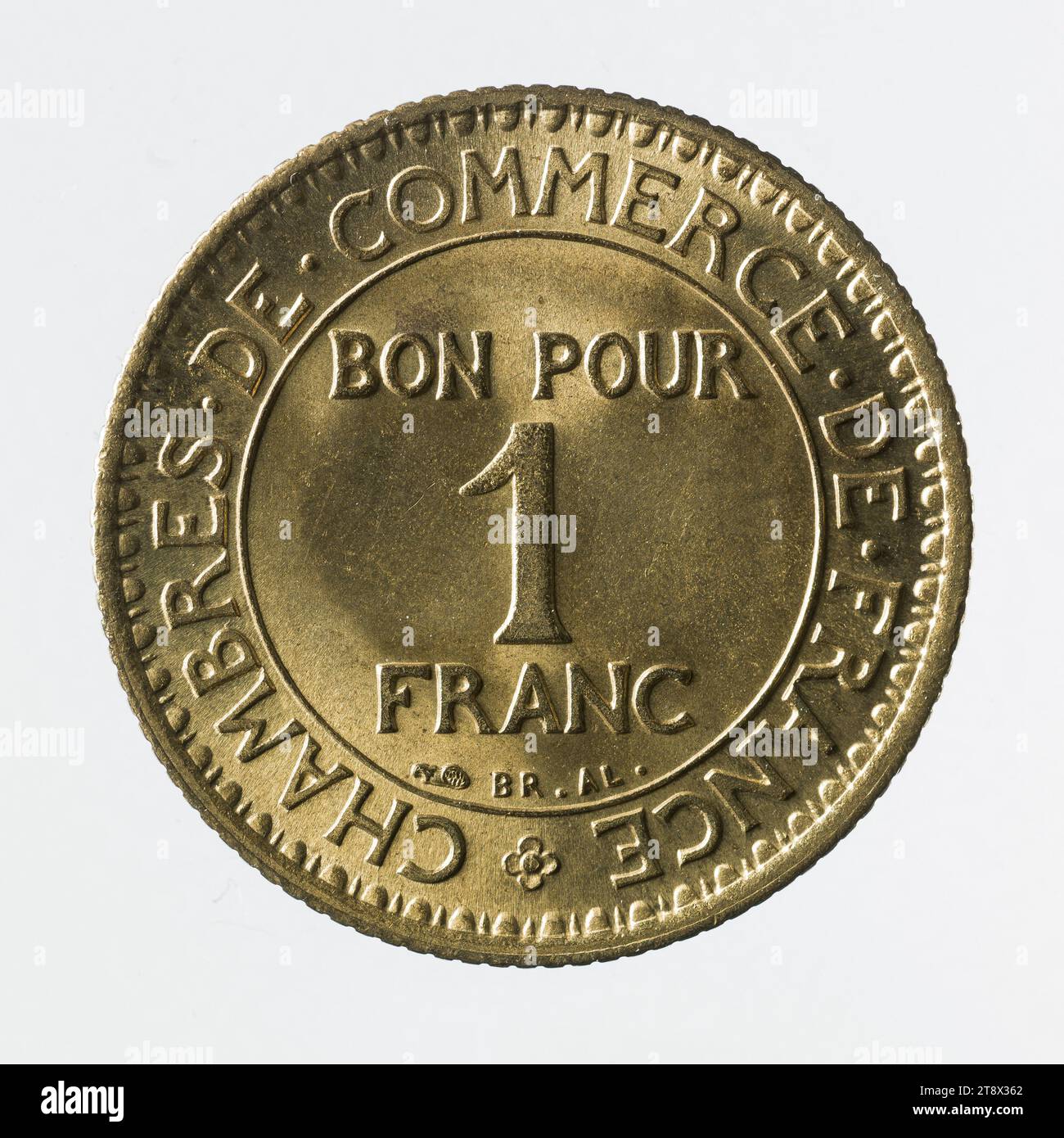Aluminum bronze 1 franc coin of the Third Republic, 1920, Domard ...