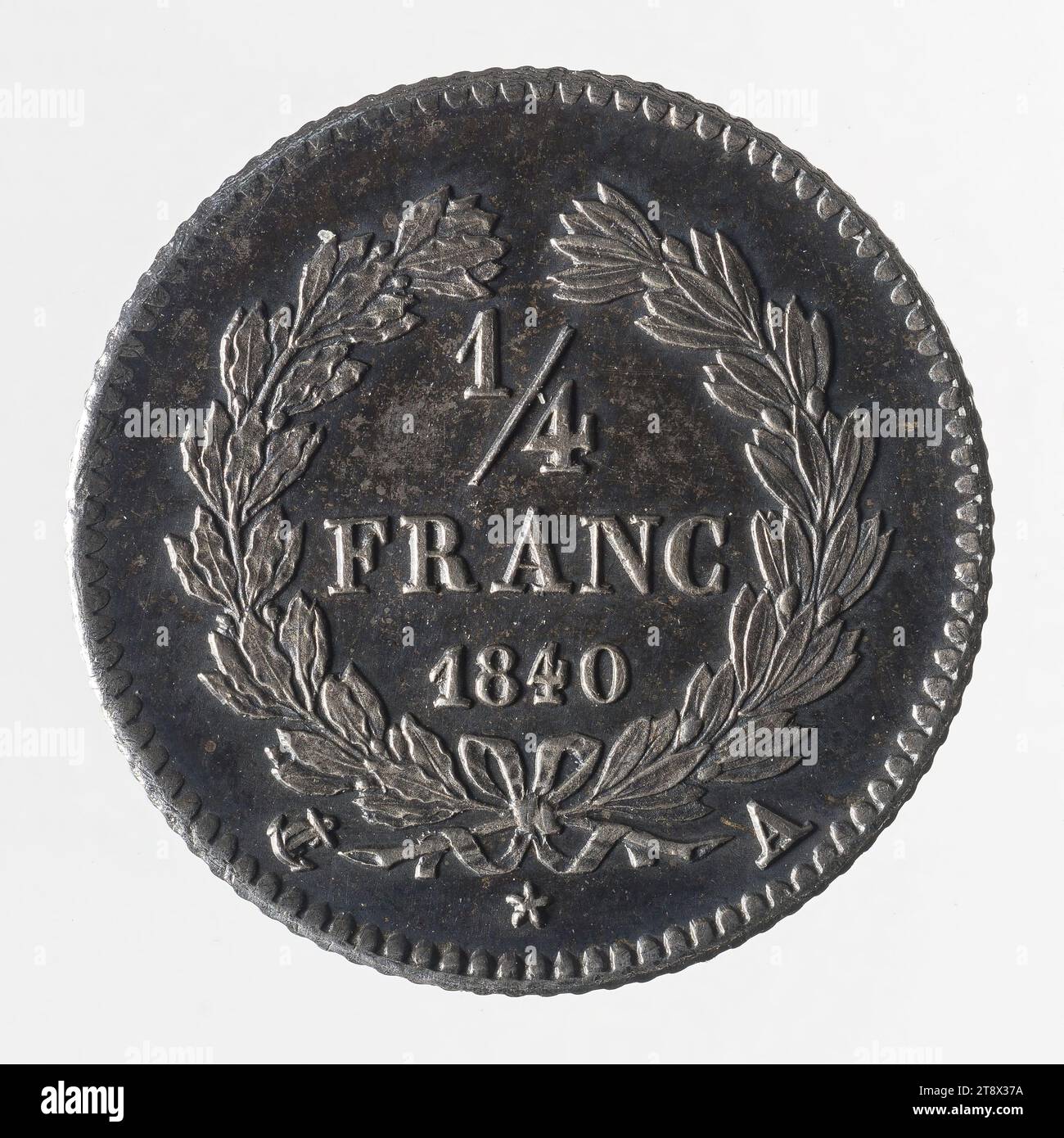 Quarter franc coin of Louis-Philippe, 1840, Domard, Joseph François ...