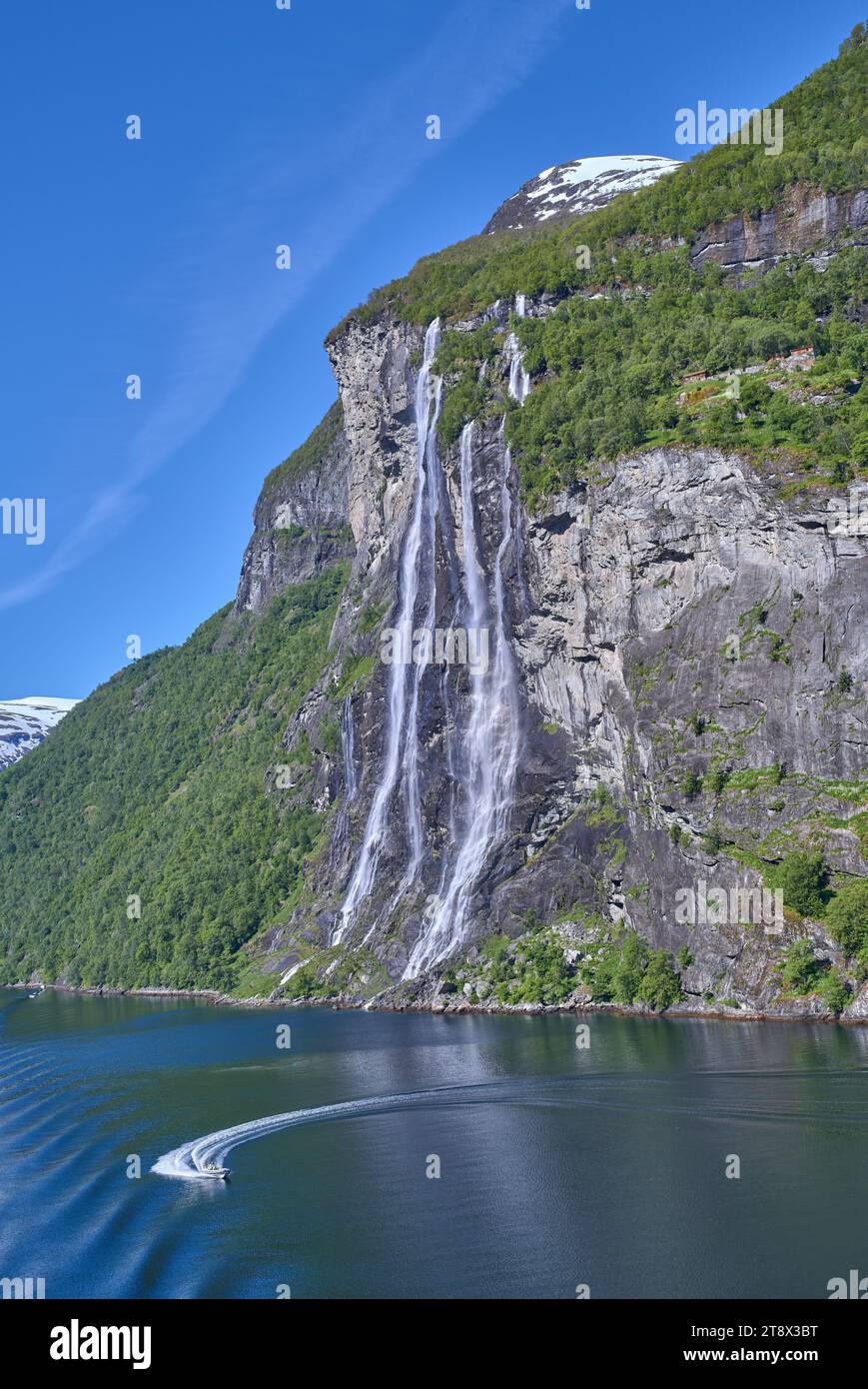 Norway, the splendid natural scenery of the Geireanger fjiord, wiew of ...