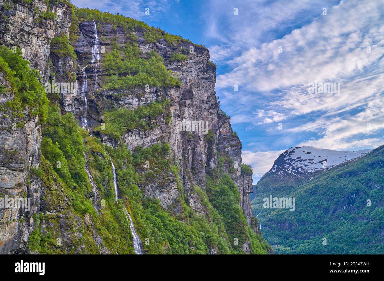 Norway, the splendid natural scenery of the Geireanger fjiord Stock ...
