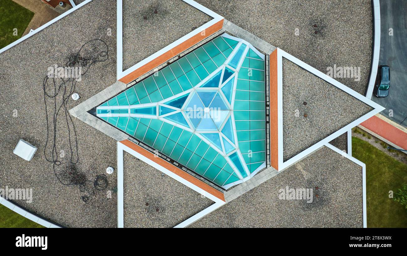 Blue triangle Triforce roof Muncie, IN Ball State University aerial ...
