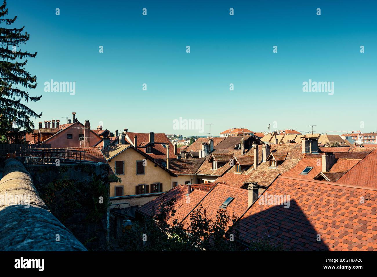 Above of beautiful old town of Annecy mediaeval historical in Haute ...