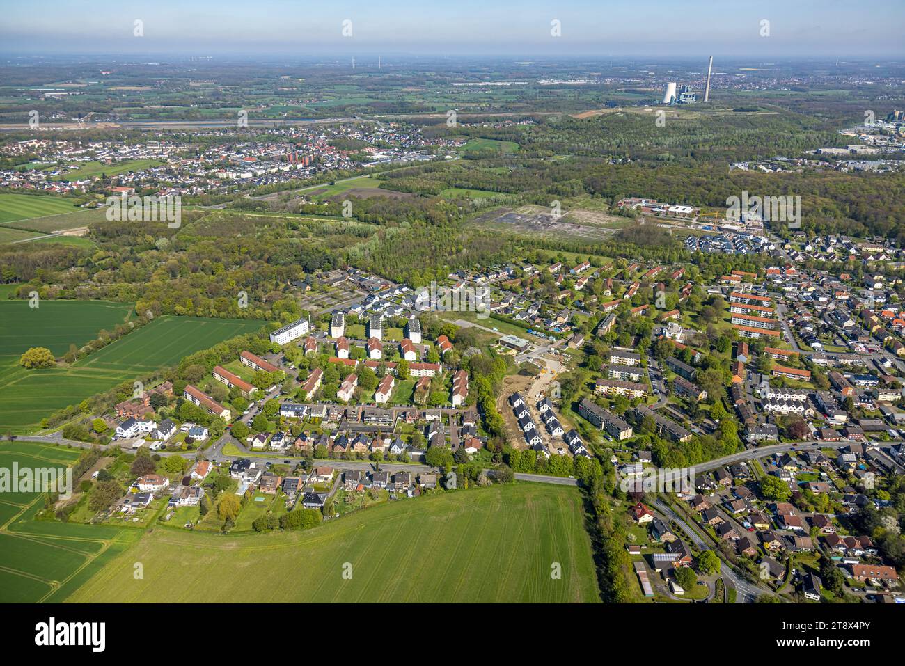 Aerial view, construction site with new terraced houses, Magdeburger ...
