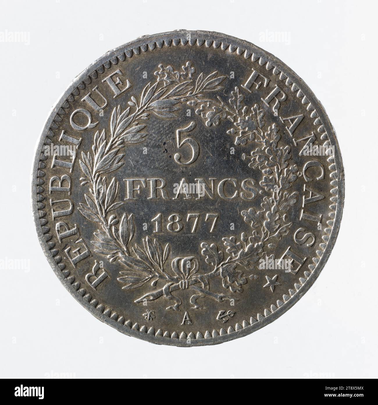5-franc silver coin of the Third Republic, 1877, Dupré, Augustin or ...