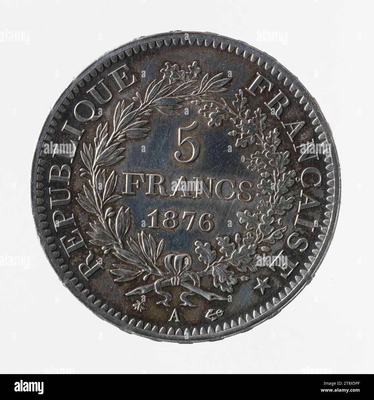 5-franc silver coin of the Third Republic, 1876, Dupré, Augustin or ...
