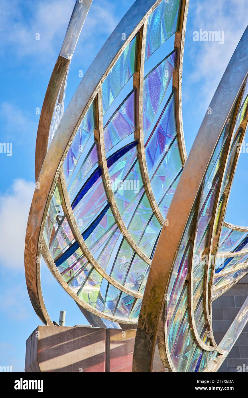 Pretty stained glass with rainbow prism, abstract sculpture at ...