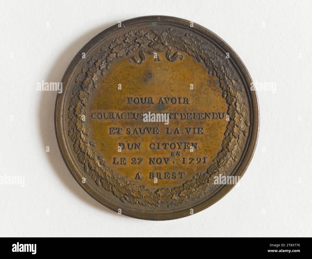 Rescue medal offered by Louis XVI to Claude Lauverjat, citizen of Brest ...