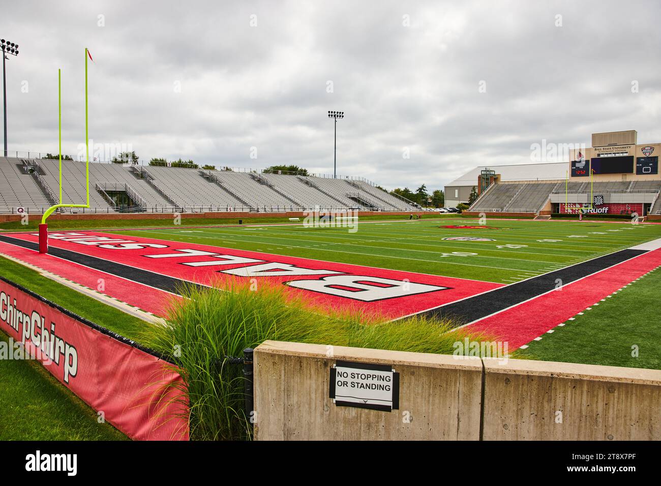 No stopping or standing sign at Scheumann Stadium overlooking football ...