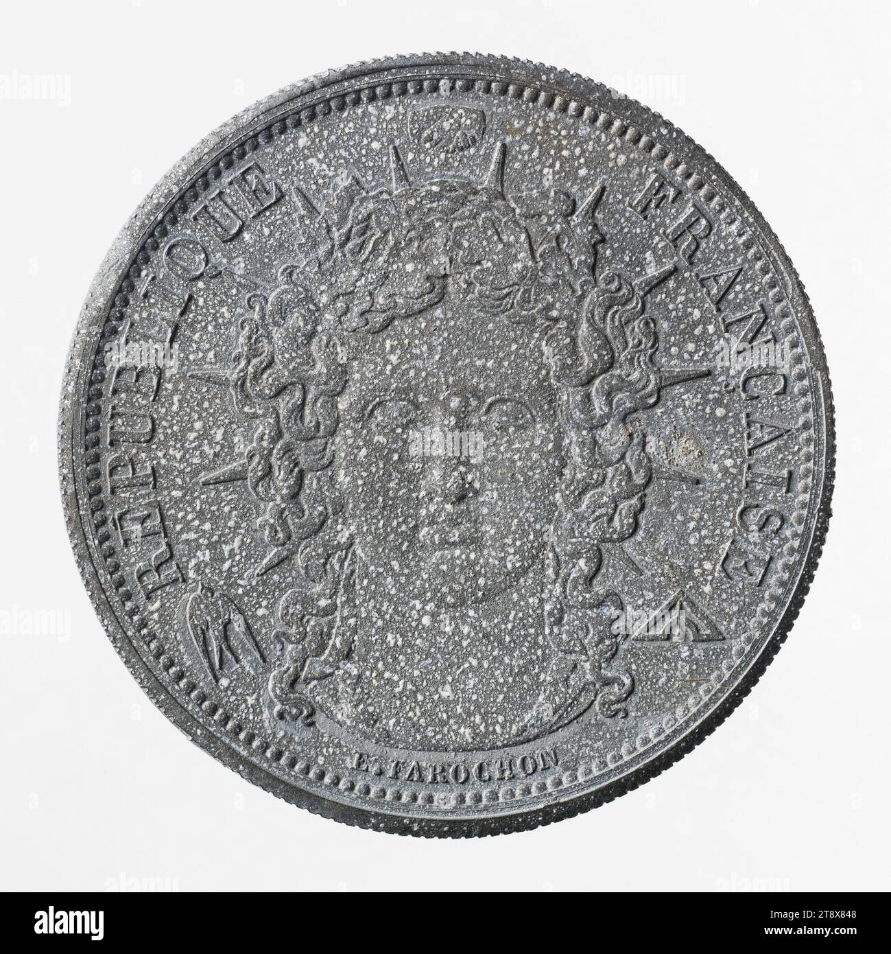 Piefort for trial of the 5 franc coin, 1848, Farochon, Jean-Baptiste ...