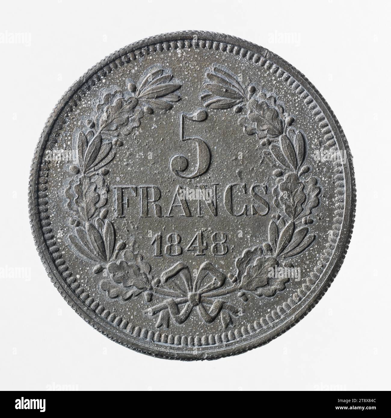 Piefort for trial of the 5 franc coin, 1848, Farochon, Jean-Baptiste ...