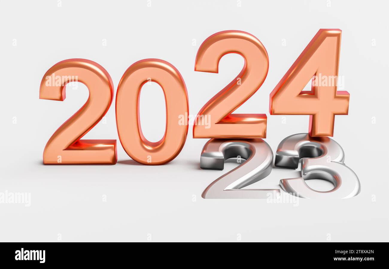 New year 2024 holiday concept. The number 2024 lies at 2023. 3d ...