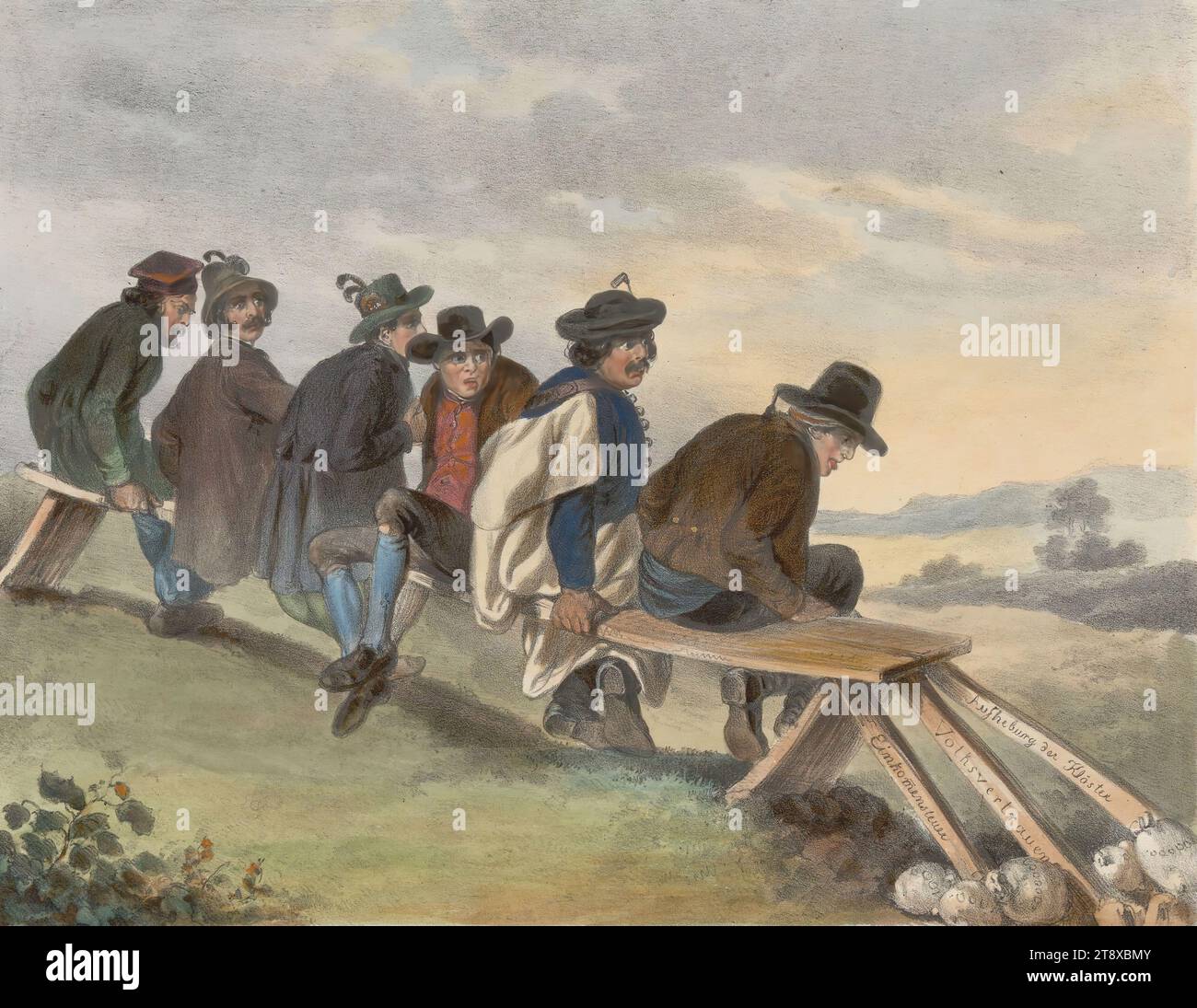 DIE NATIONALBANK.' (Caricature: The nationalities of Austria sit ...