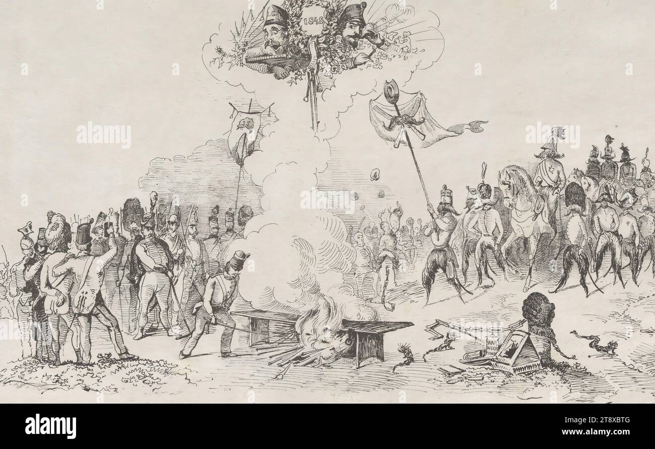 Victory of mustaches over braid and beating bench (caricature of the ...