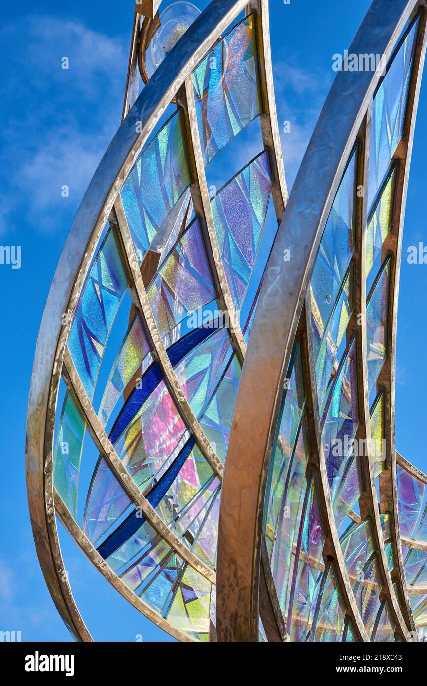 Pretty rainbow prism in stained glass abstract sculpture at Minnetrista ...