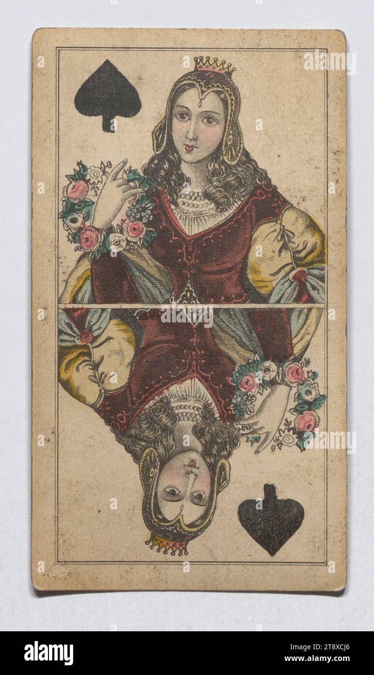 Tarot game, tw. with 'Viennese types', 'folk life' depictions - Queen ...
