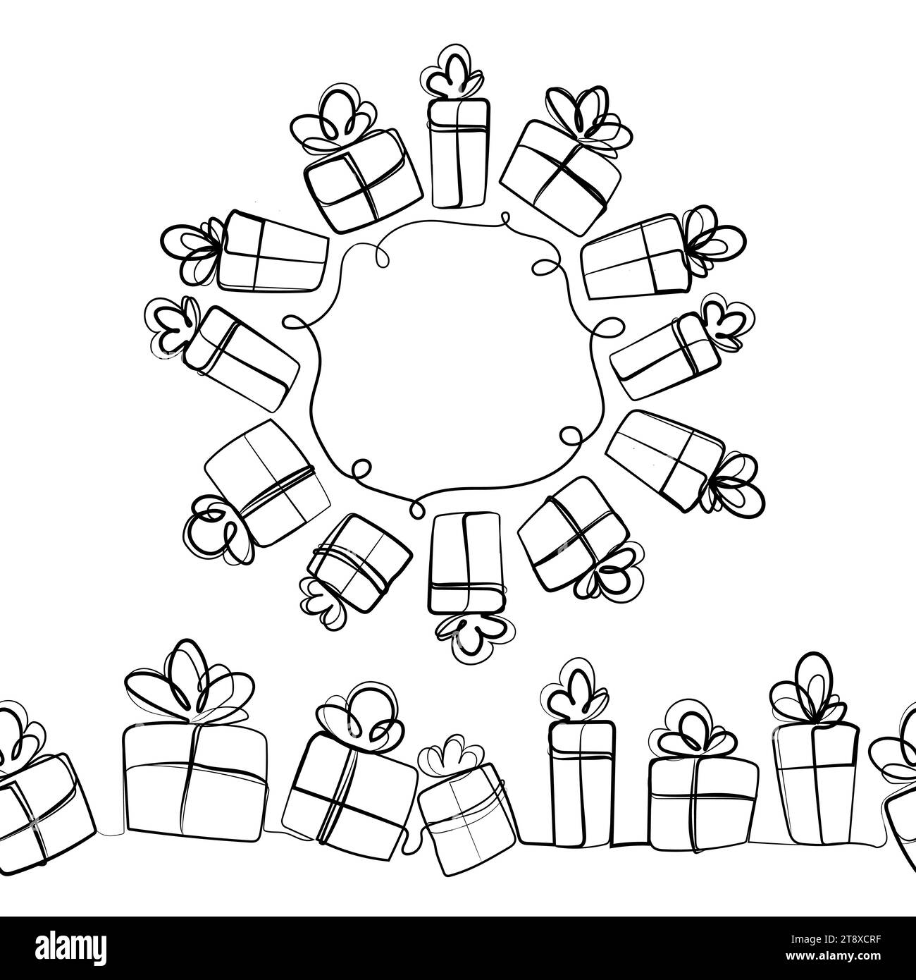 Gift boxes design elements set for holiday decoration.Round frame with ...