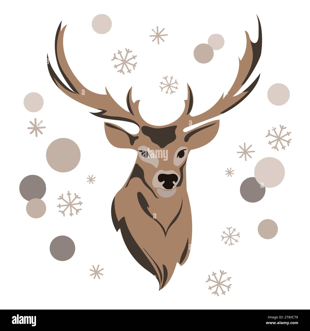 Christmas reindeer with balls and snowballs abstract art,decorative ...