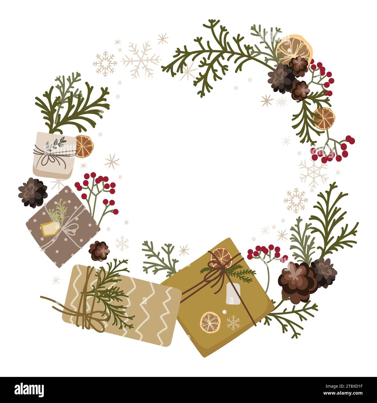 Xmas wreath gift boxes Stock Vector Images - Alamy