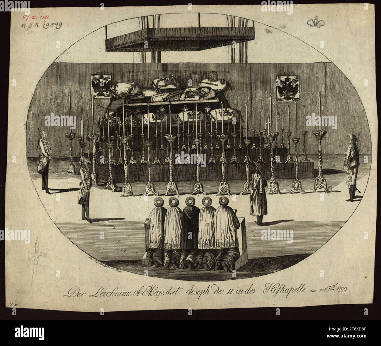 The body of Joseph II in the Court Chapel on 22. February 1790, Johann ...