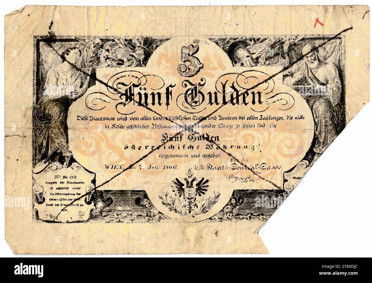Staatsnote (Fälschung), 5 Gulden, K. K. Staats-Central-Casse, mint ...