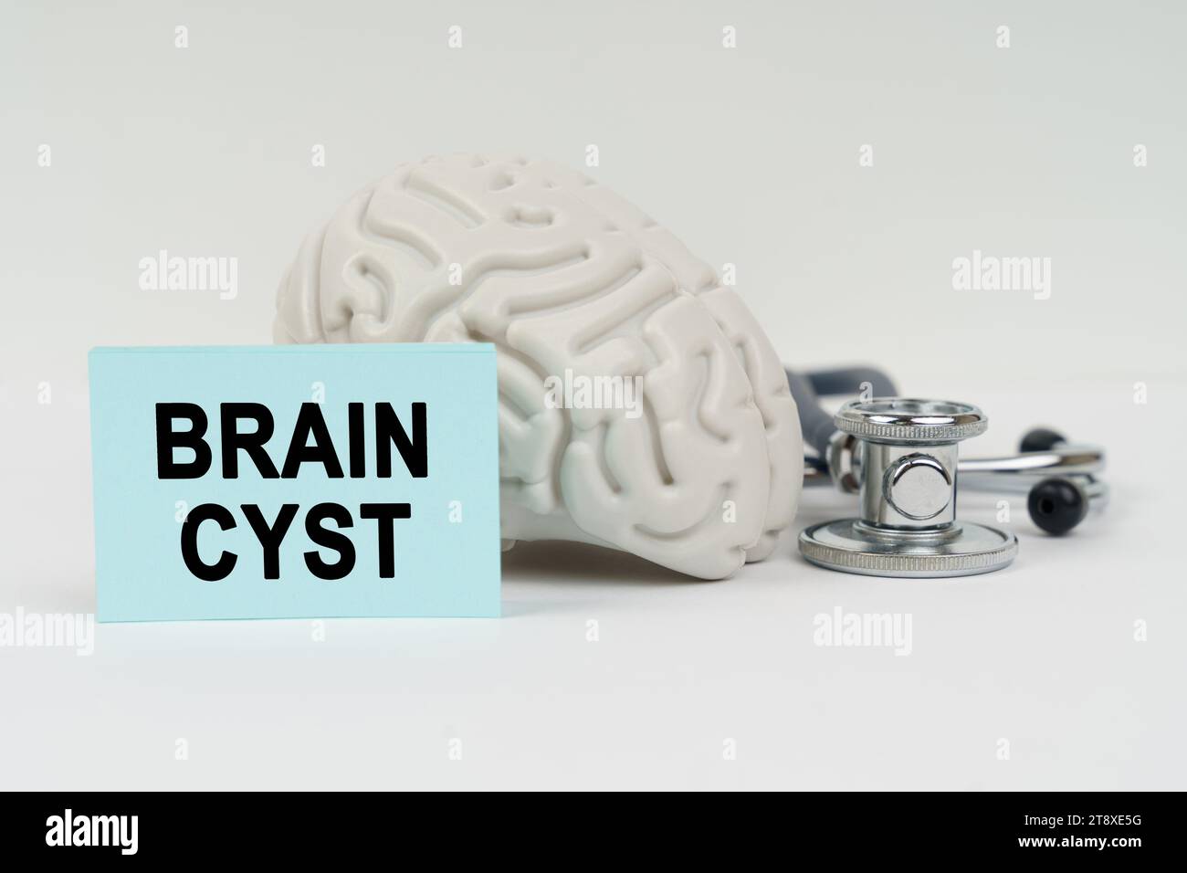 Medical concept. On a white surface next to the brain there is a ...