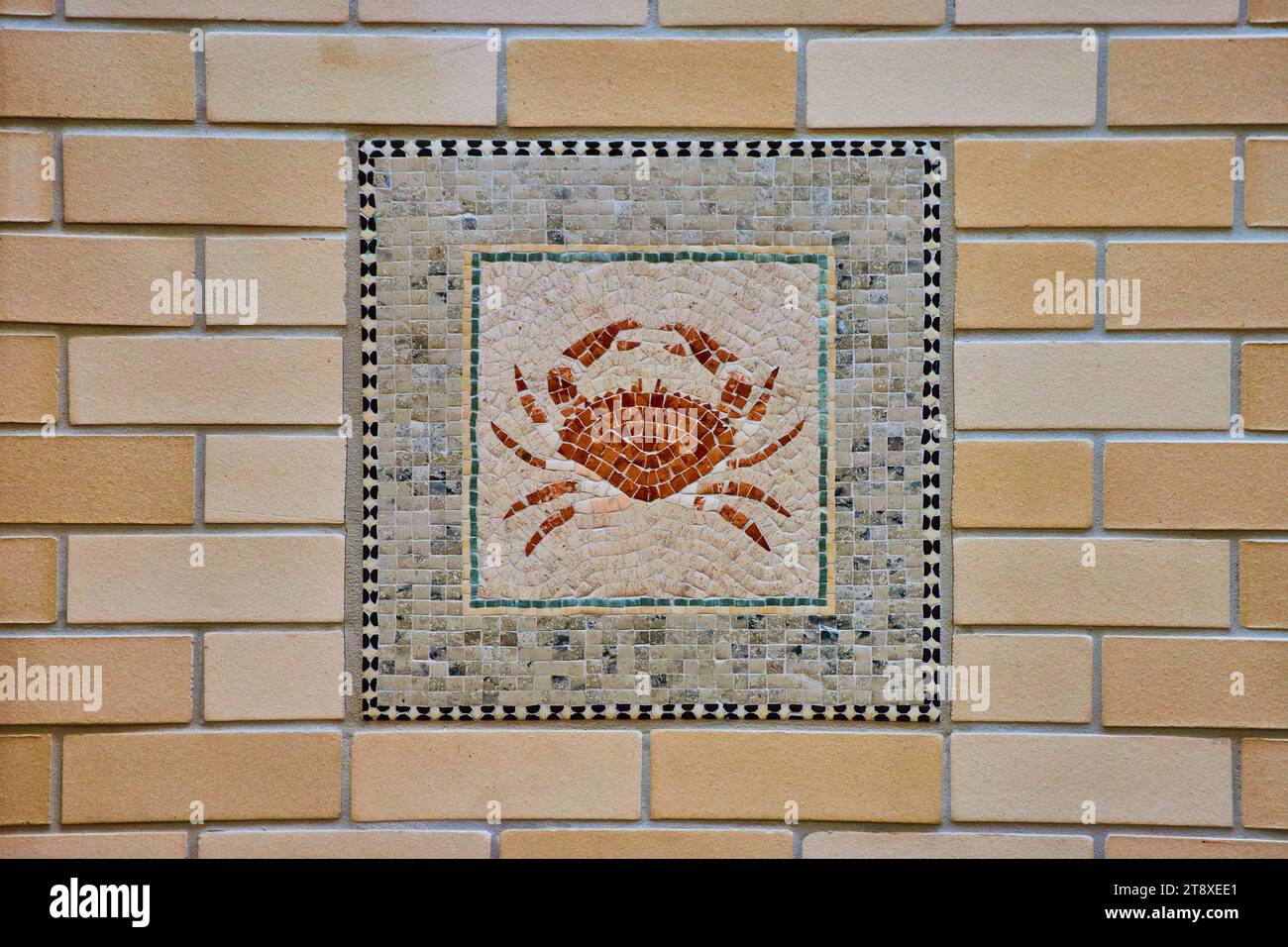 Colorful crab mosaic art tiles with abstract animal crustacean image on ...