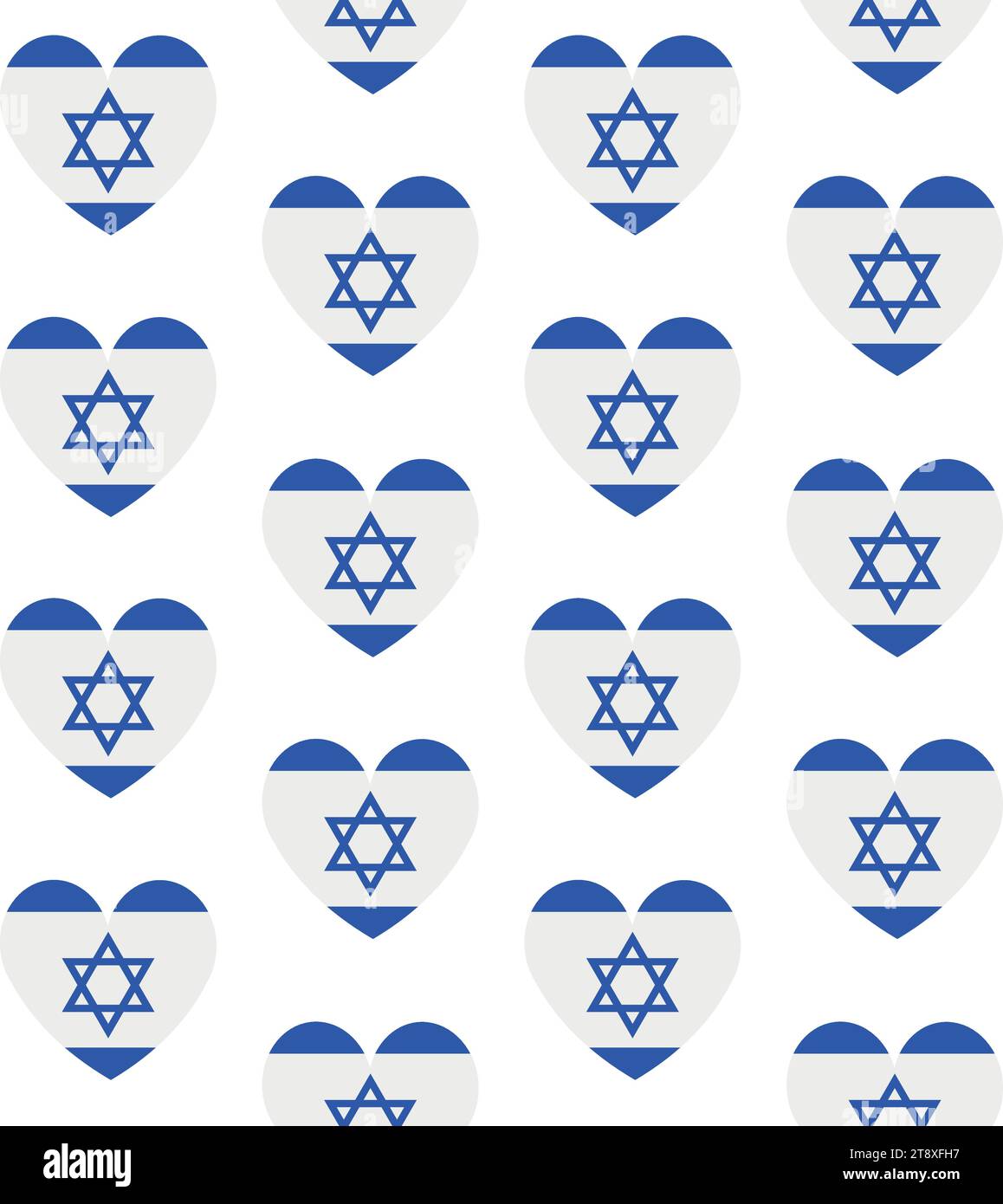 Vector seamless pattern of flat Israel flag heart isolated on white ...