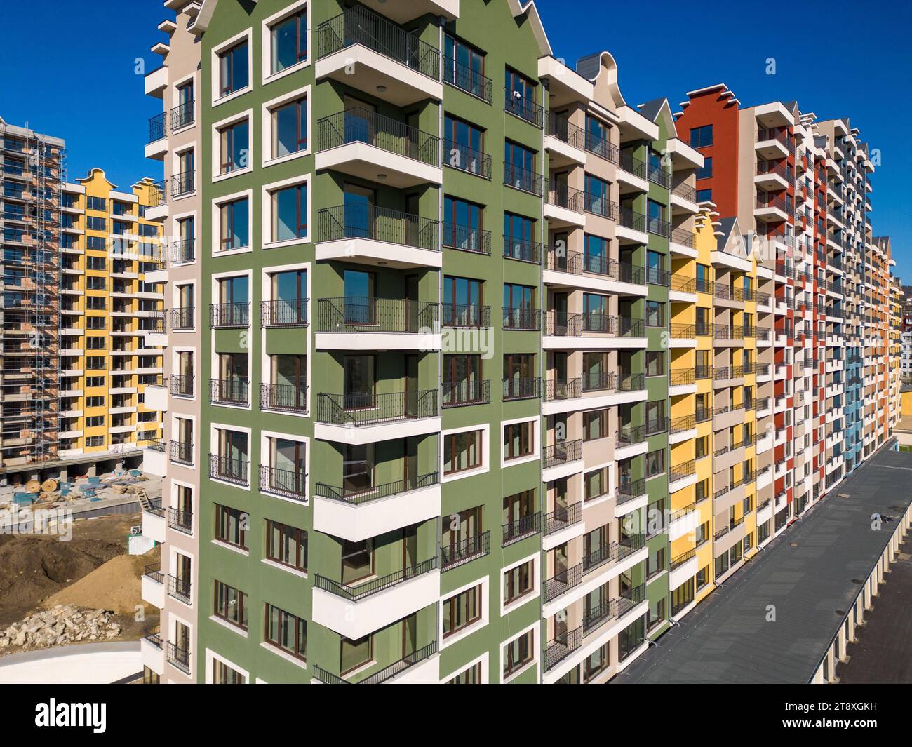 facade of a newly built residential building with bright colors Stock ...