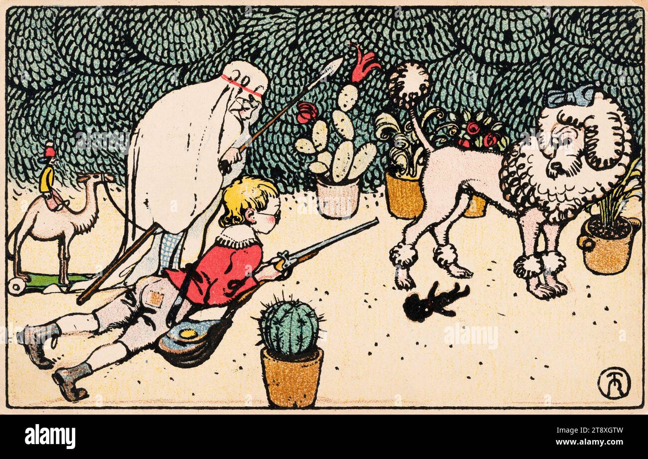 Postcard of the Wiener Werkstätte No. 338: Children's dreams, 3rd lion ...