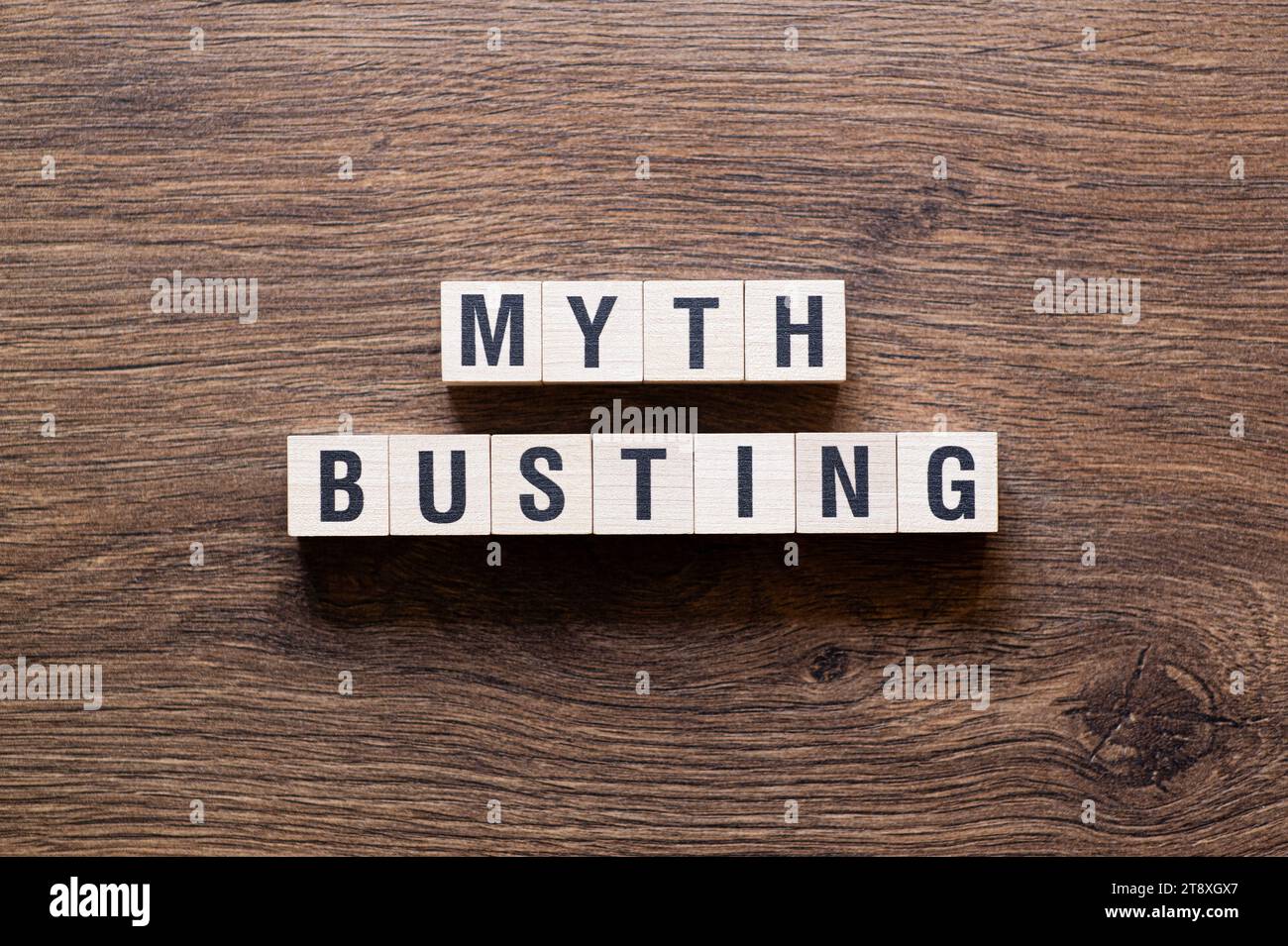 Myth busting - word concept on building blocks, text Stock Photo - Alamy