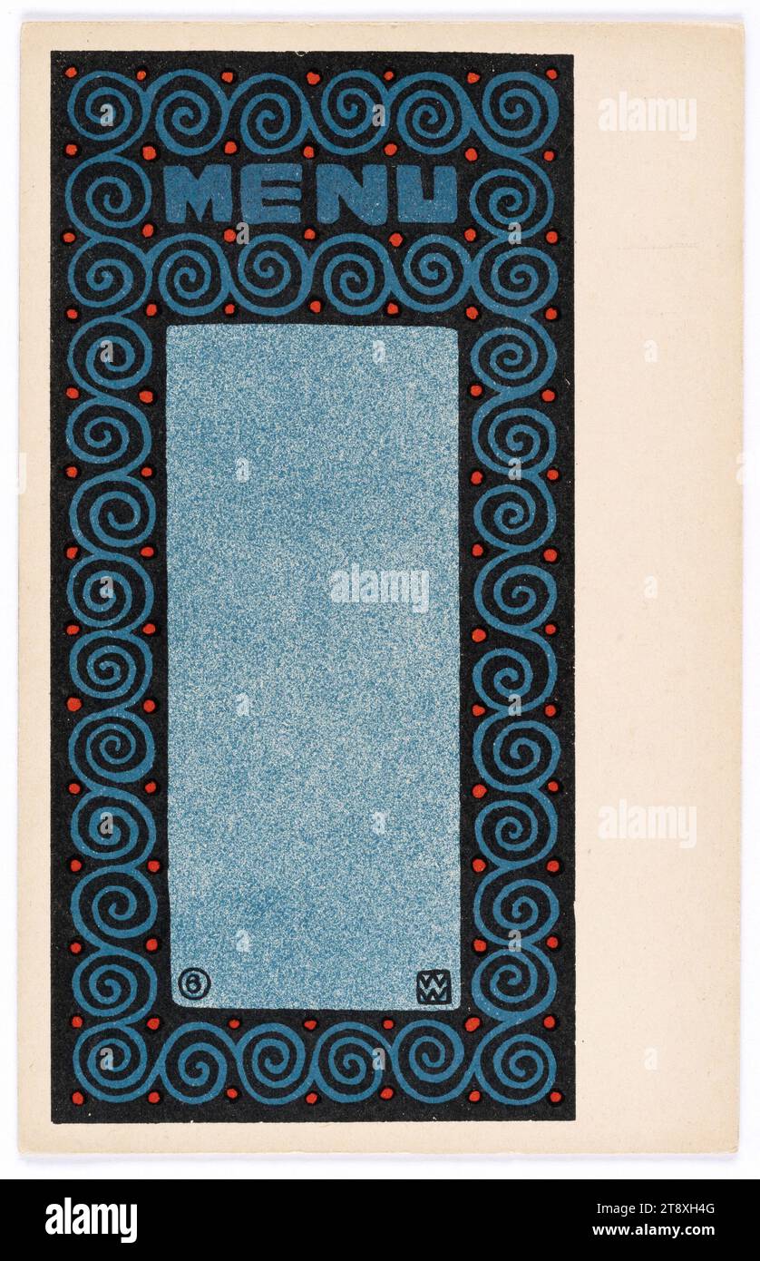 Menu card of Wiener Werkstätte, Unknown, Date around 1910, paperboard ...