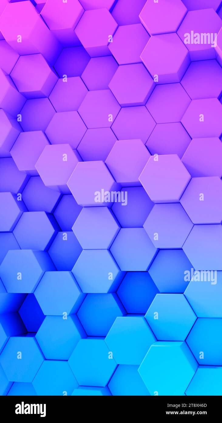3d abstract hexagon background with ultraviolet gradient color. 3D ...