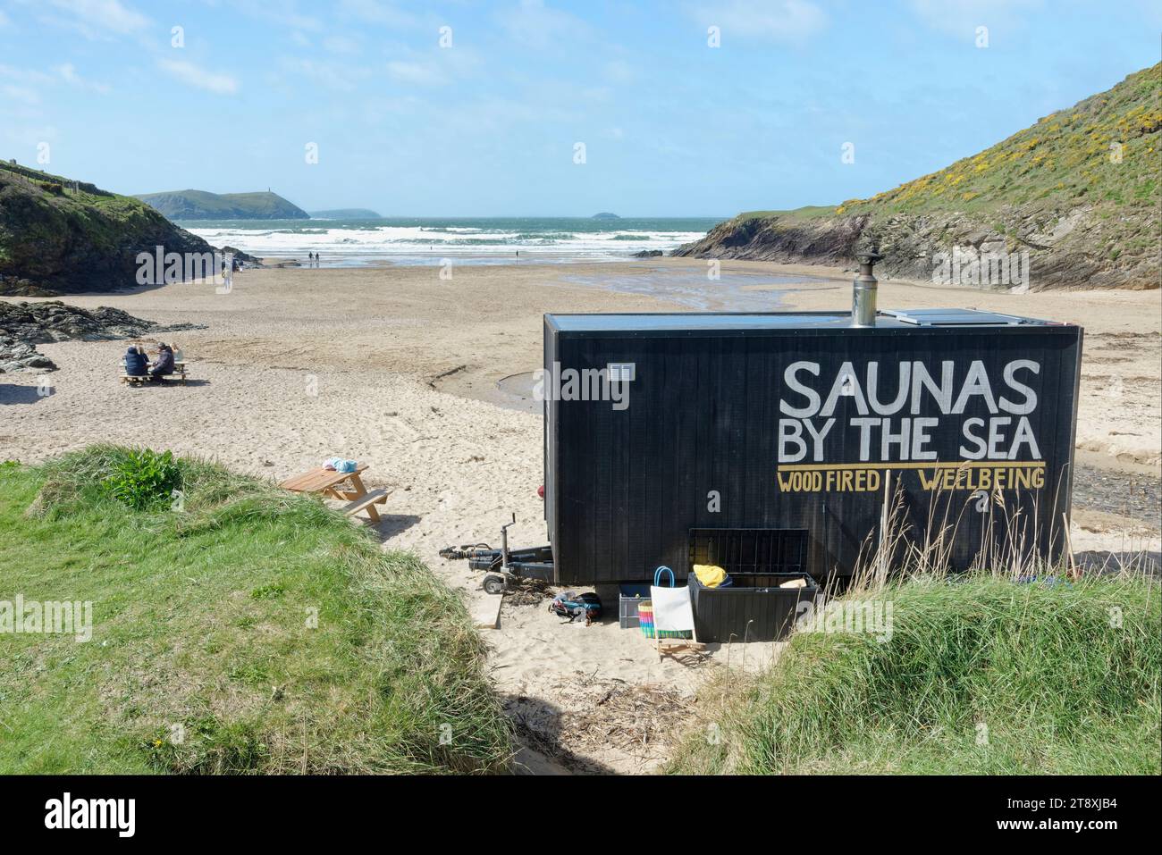 Sauna hut on Baby Bay, Polzeath, Cornwall, April 2023 Stock Photo - Alamy