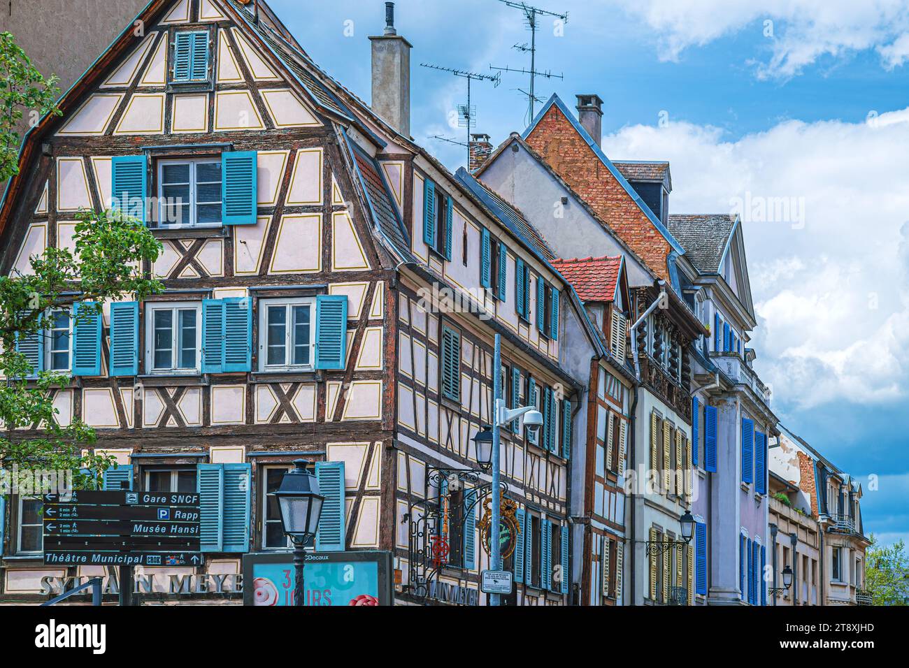 COLMAR, FRANCE - MAY 5, 2023: Traditional Alsatian buildings, with ...