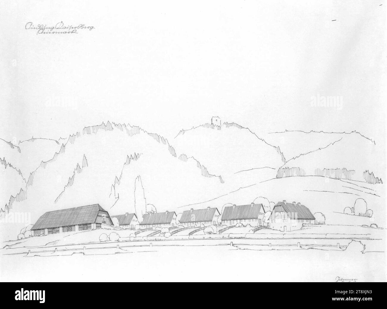 Drawing of a planned settlement in Kaisersberg (Stmk.), Martin Gerlach ...