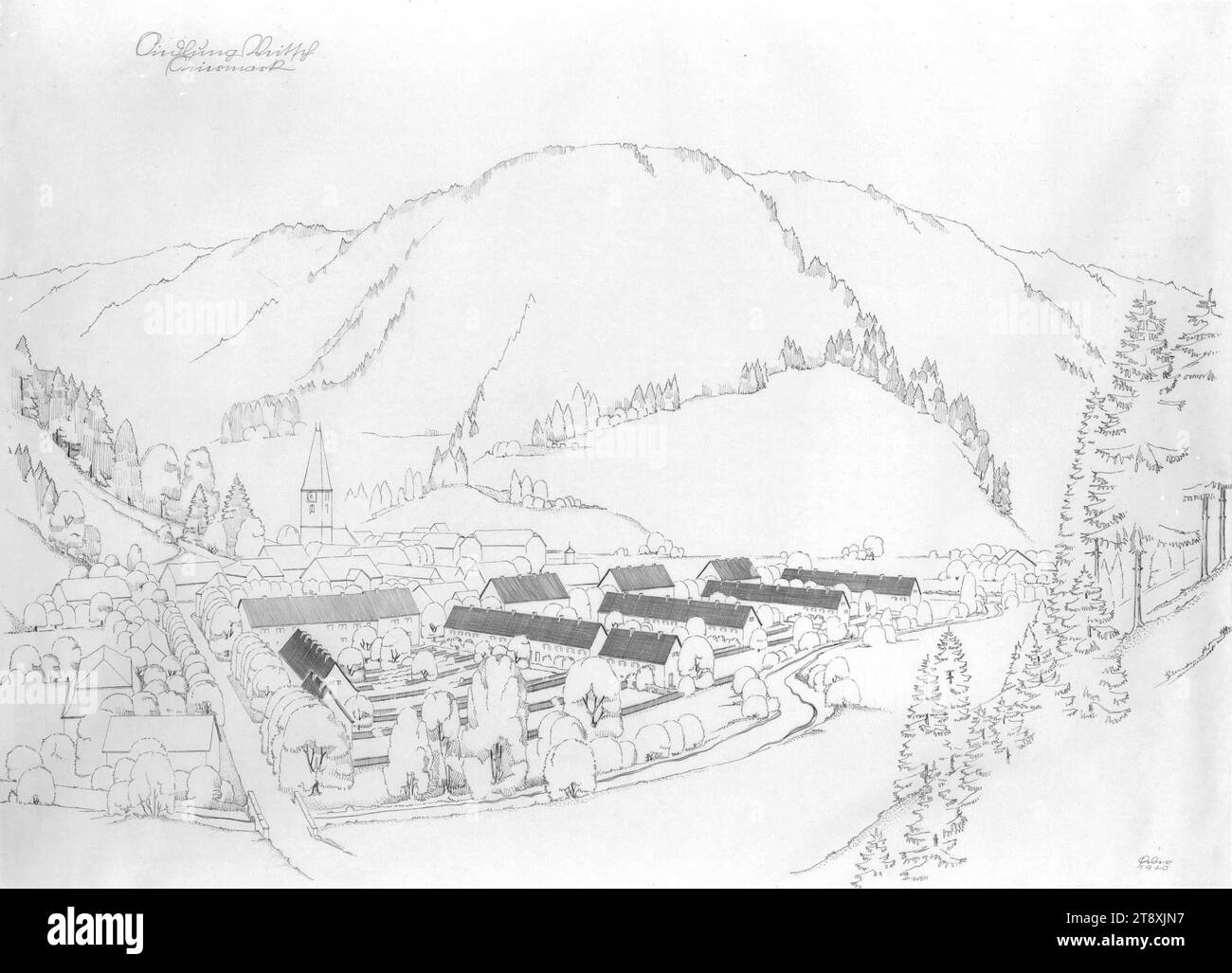 Drawing of a planned settlement in Veitsch (Stmk.), Martin Gerlach jun ...