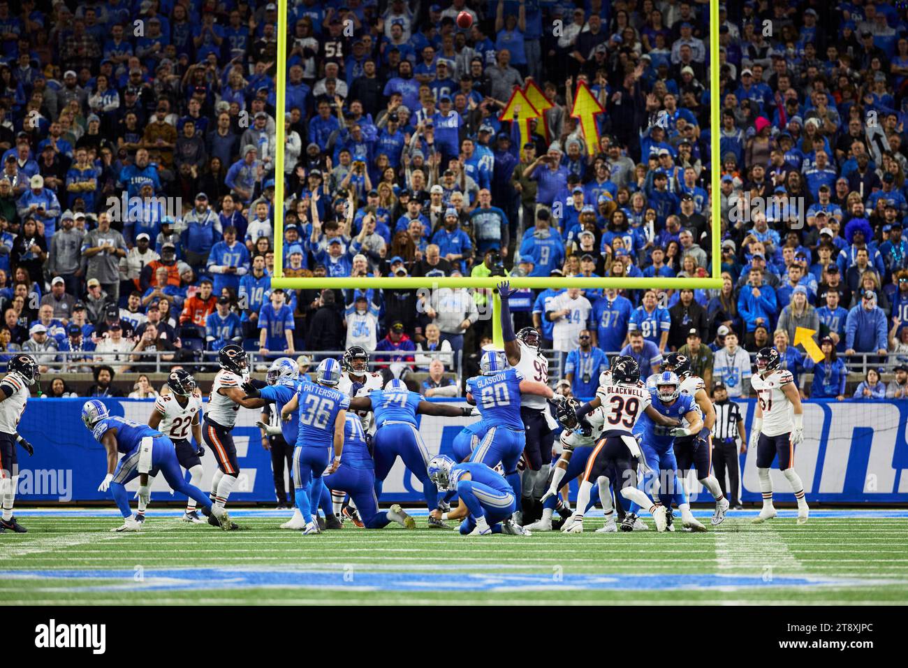 Detroit Lions place kicker Riley Patterson (36) kicks a point after ...