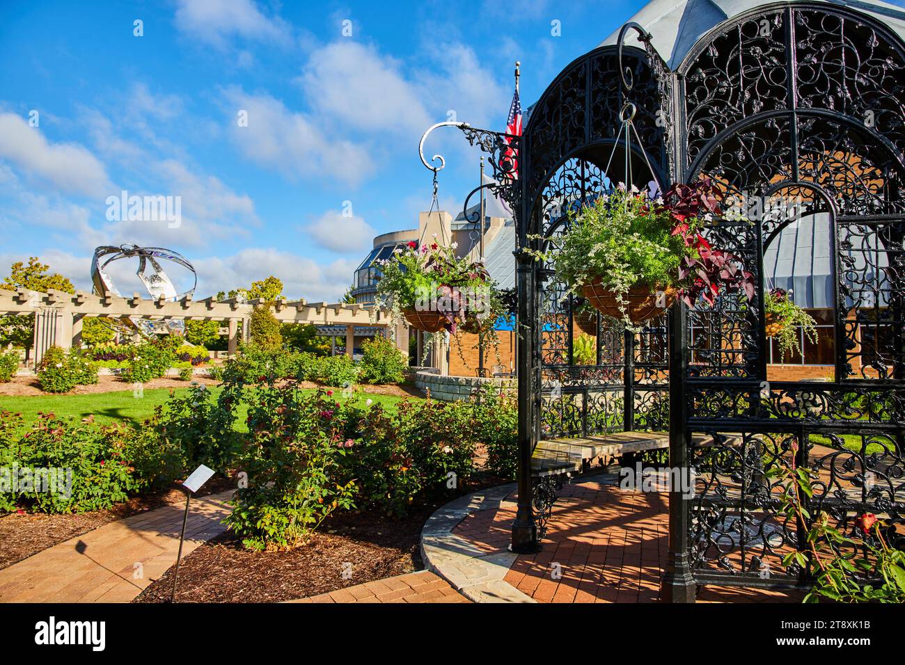 Gorgeous black garden gazebo surrounded by plants at Minnetrista Museum ...