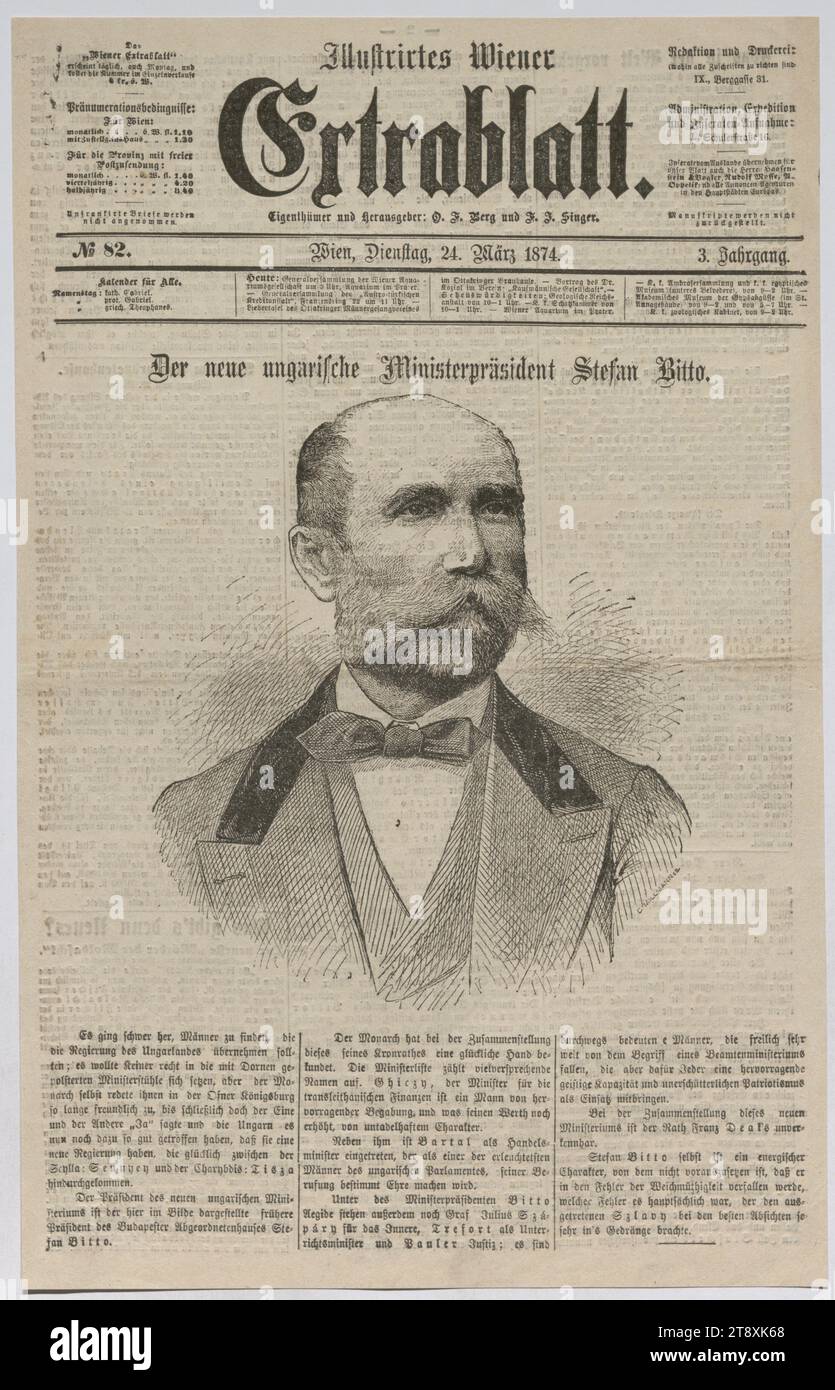 The new Hungarian Prime Minister Stefan Bitto (from 'Illustrirtes ...