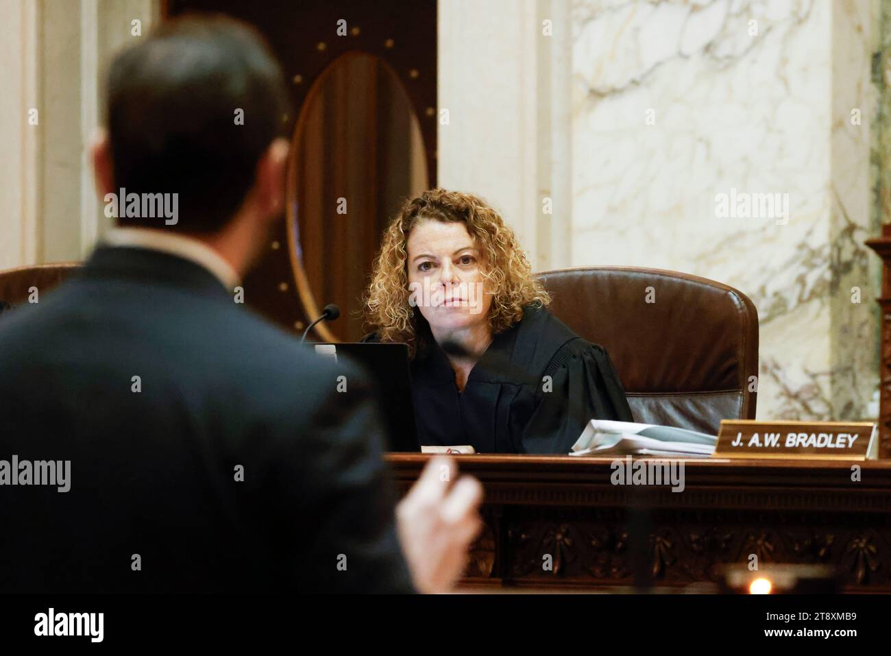 Wisconsin Supreme Court Justice Rebecca Frank Dallet listens to ...